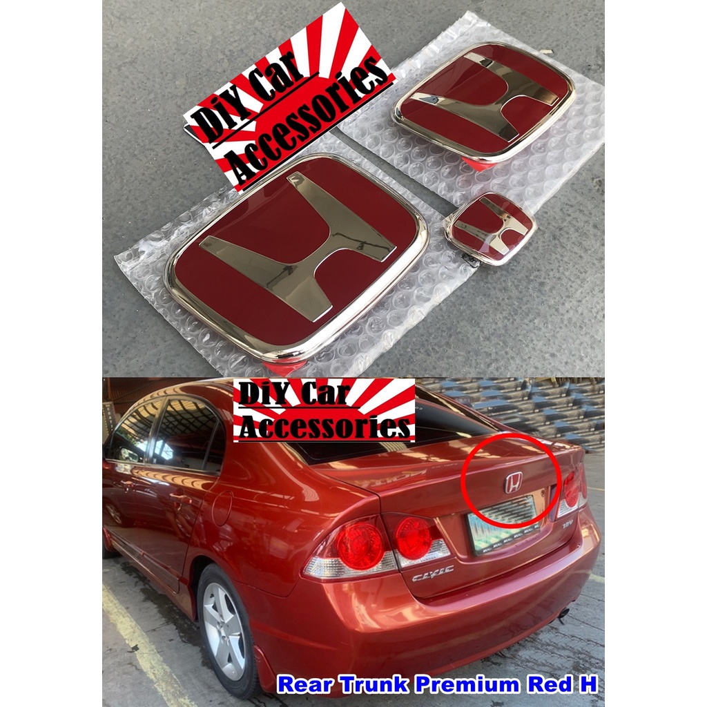 Honda Civic FD 2006-2010 Premium Red H Emblems (3pcs) | Shopee Philippines