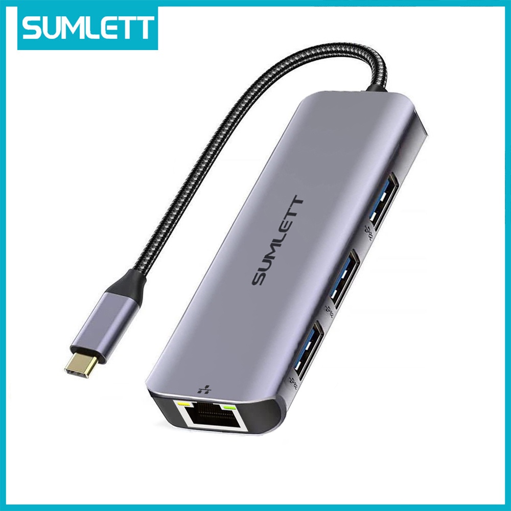 Sumlett USB Type C to Ethernet Multiport Adapter,4-in-1 USB-C Hub with ...