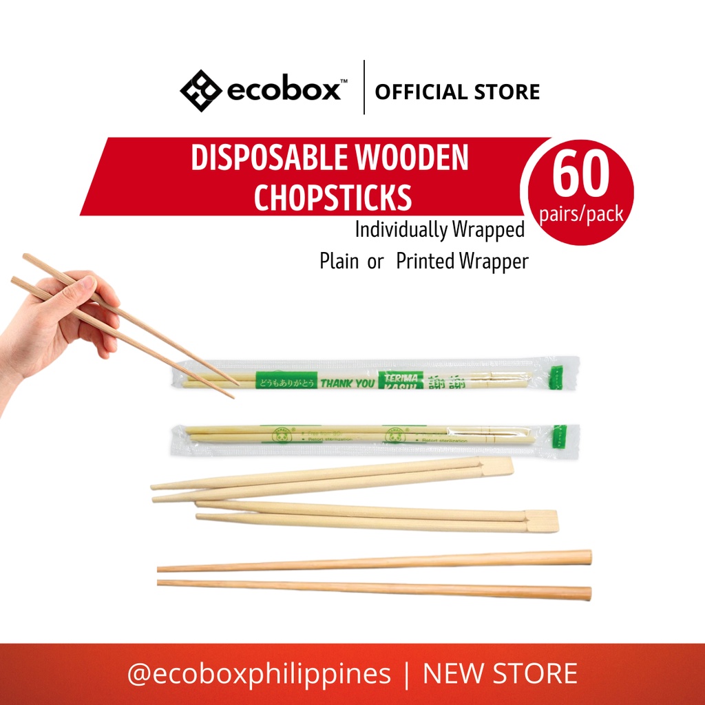 Ecobox [New Store] Disposable Wooden Bamboo Chopstick, Chopsticks ...