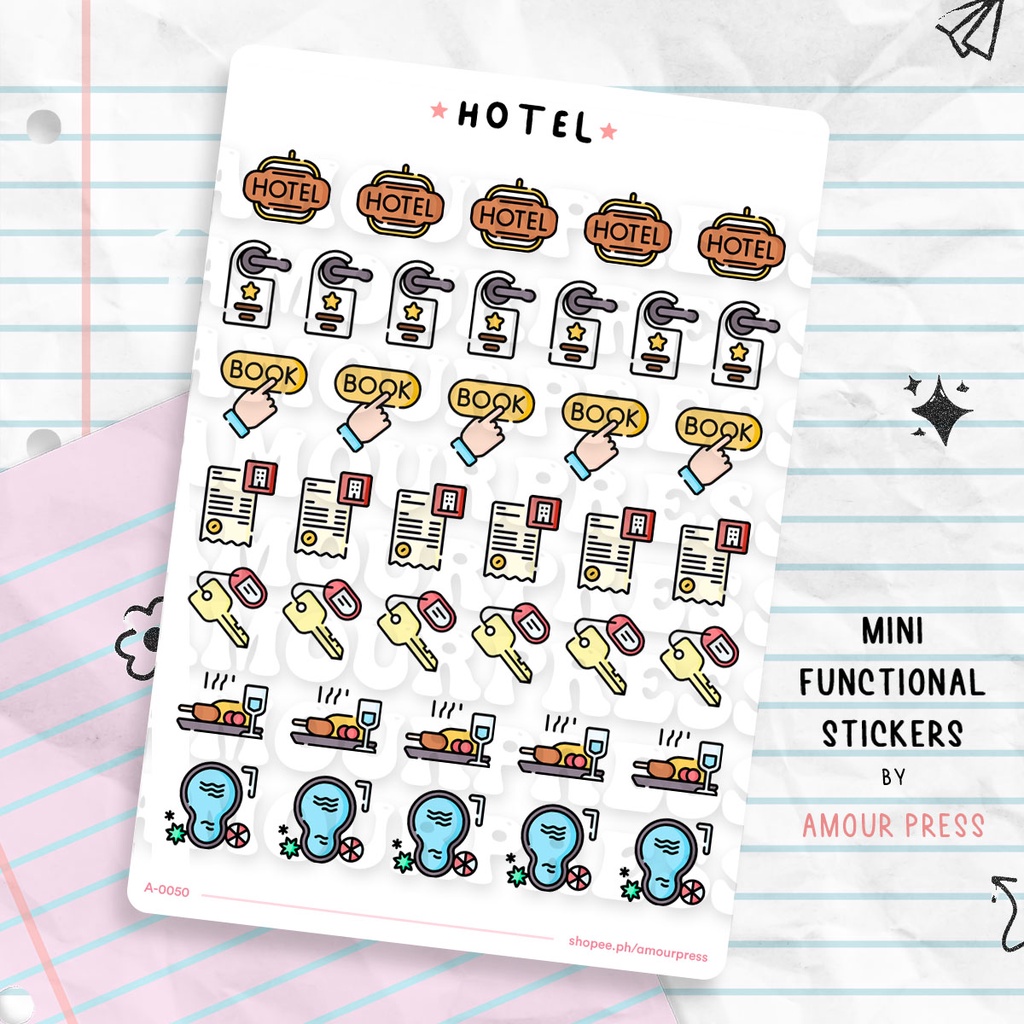 Hotel - Mini Functional Journal Stickers / Mini Deco Sticker for ...
