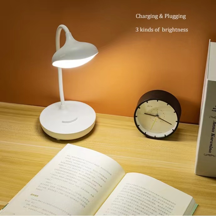 Lamp Shade Table Lamp Student Study Night Light 3-Level Touch Dimming ...