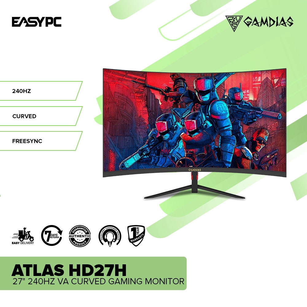 EasyPC | Gamdias Atlas HD27H 27" 240Hz VA Curved Screen Display ...