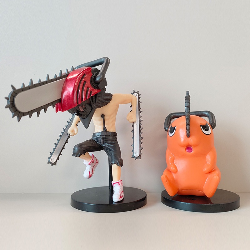 2PCS Set Chainsaw Man Pochita Pvc Figure Anime Denji Pet Orange Dog ...