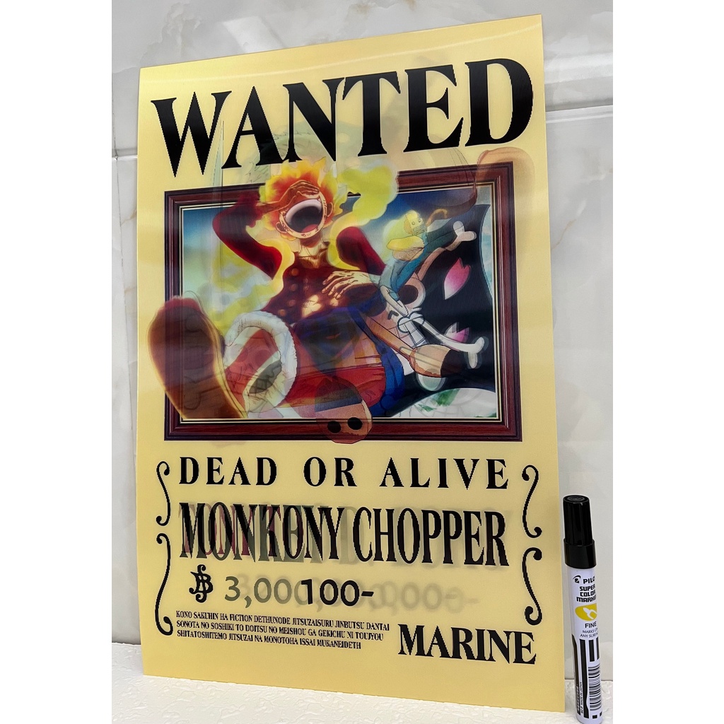 3D Poster Lenticular Poster One Piece Wanted Luffy Demon Slayer Naruto ...