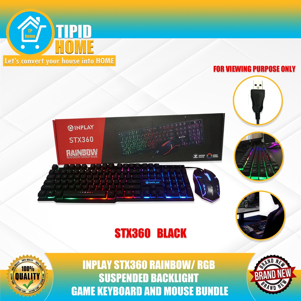 INPLAY STX360 RAINBOW/ RGB SUSPENDED BACKLIGHT GAME KEYBOARD AND MOUSE ...