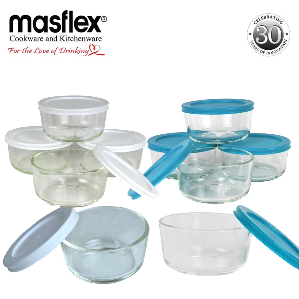 MASFLEX by Winland 4 Pieces Borosilicate Glass 450ml Food Container ...