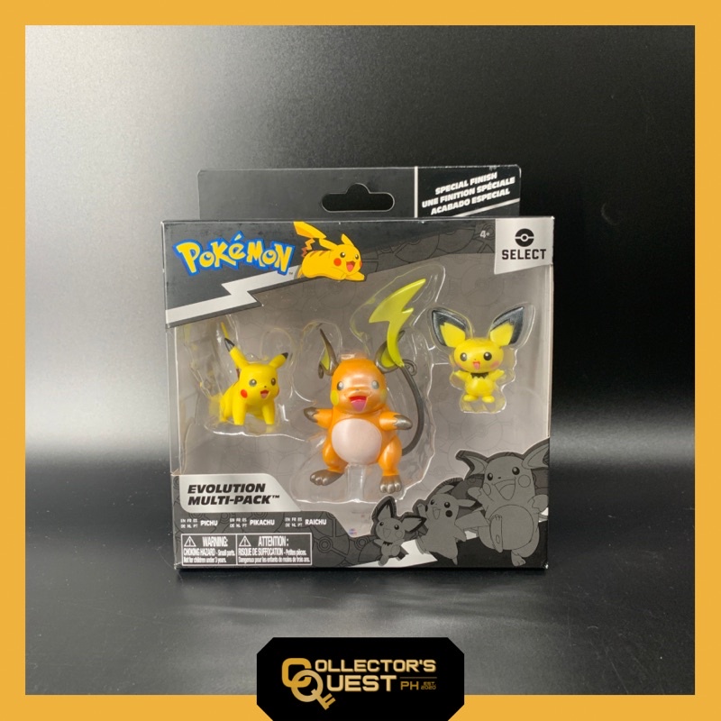 Pokemon Select Evolutions Multi-Pack Pichu Pikachu Raichu 3-Pack Figure ...