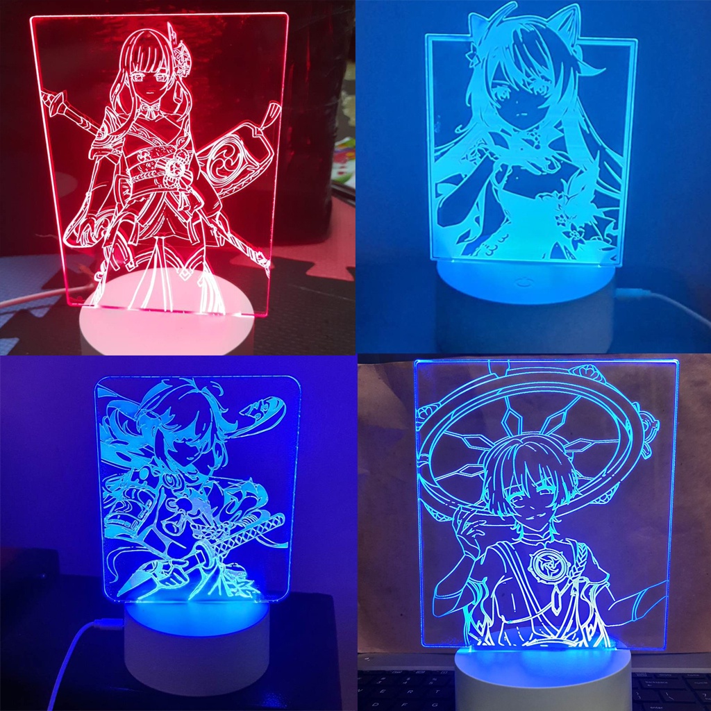 Genshin impact scaramouche 3D Led kazuha Night Lights Touch Remote 3 7 ...