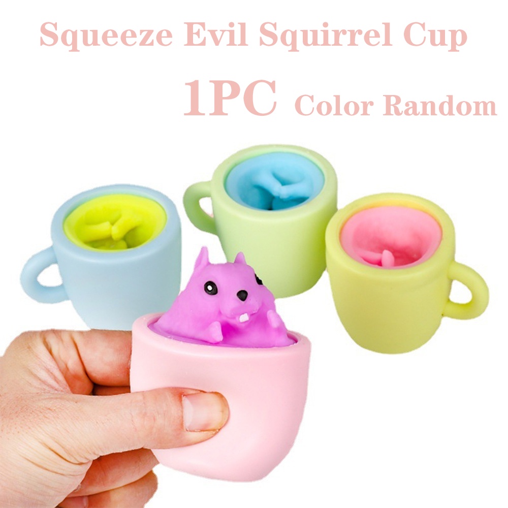 Stress Anxiety Relief Mug Squeeze Evil Squirrel Cup Decompression ...
