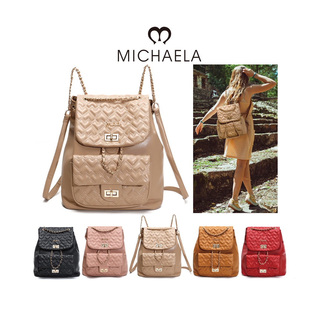 MICHAELA Anti-Theft Quilted Backpack for School Travel Work Collegiate ...