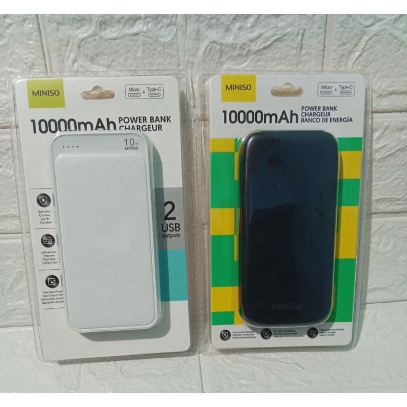 MINISO 10000mah power bank micro+Type C | Shopee Philippines