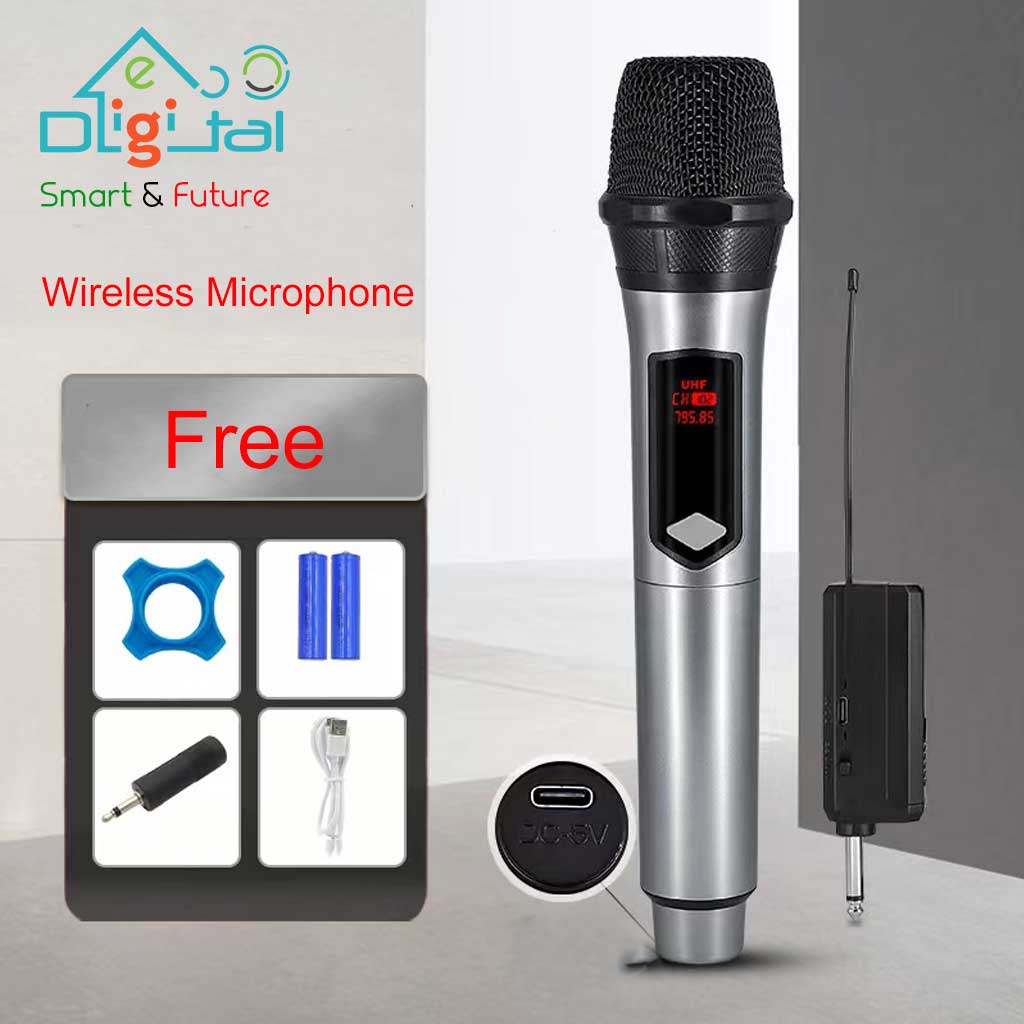 Wireless Microphone, UHF Cordless Handheld Mic System with Rechargeable ...