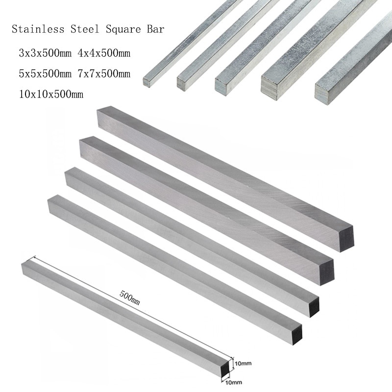 304 STAINLESS STEEL SQUARE BAR ROD 3*3 4*4 5*5 7*7 10*10mm 50cm 20 ...
