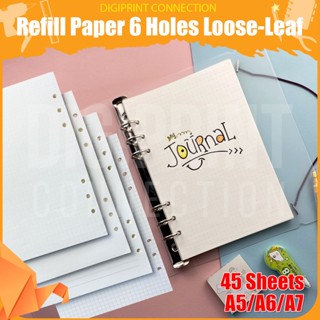 Refill Paper 6 Holes Loose-Leaf A5/A6/A7 45Sheets (90Pages) Notebook ...
