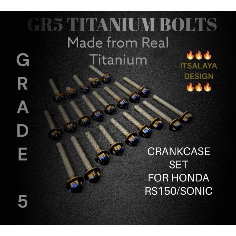 Gr5 titanium bolts crancase set for HONDA RS150 SONIC ITSALAYA DESIGN ...