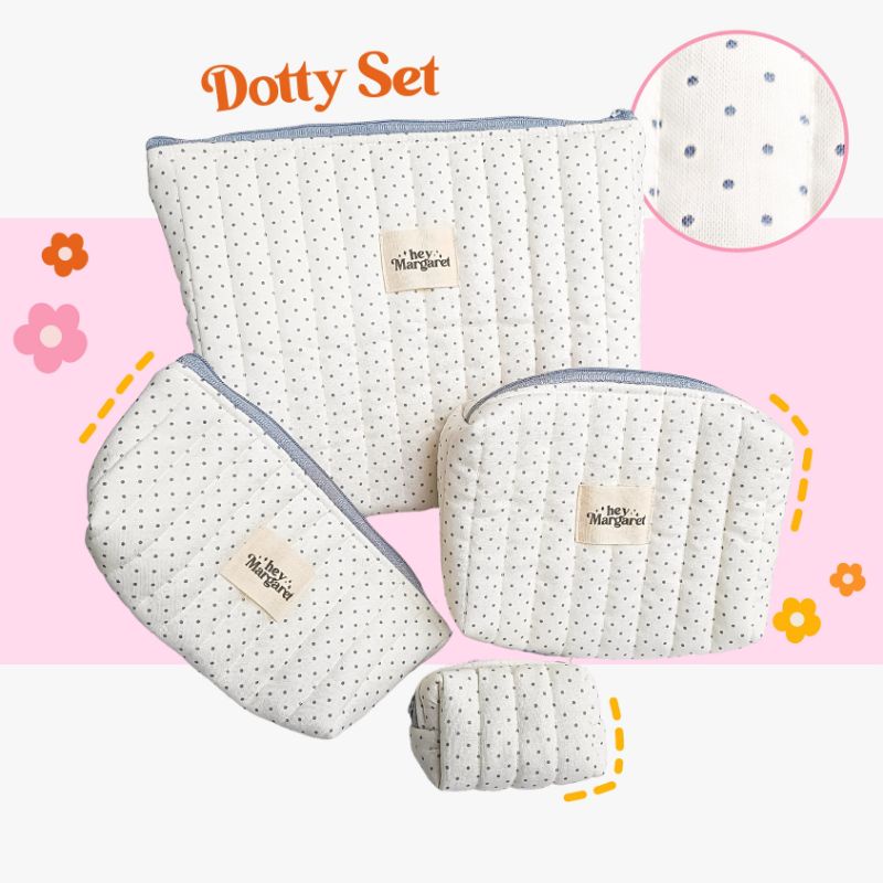 DOTTY Set | Handmade Quilted Toiletry Bag Make-up Pouch Organizer Gift Items Hey Margaret ...