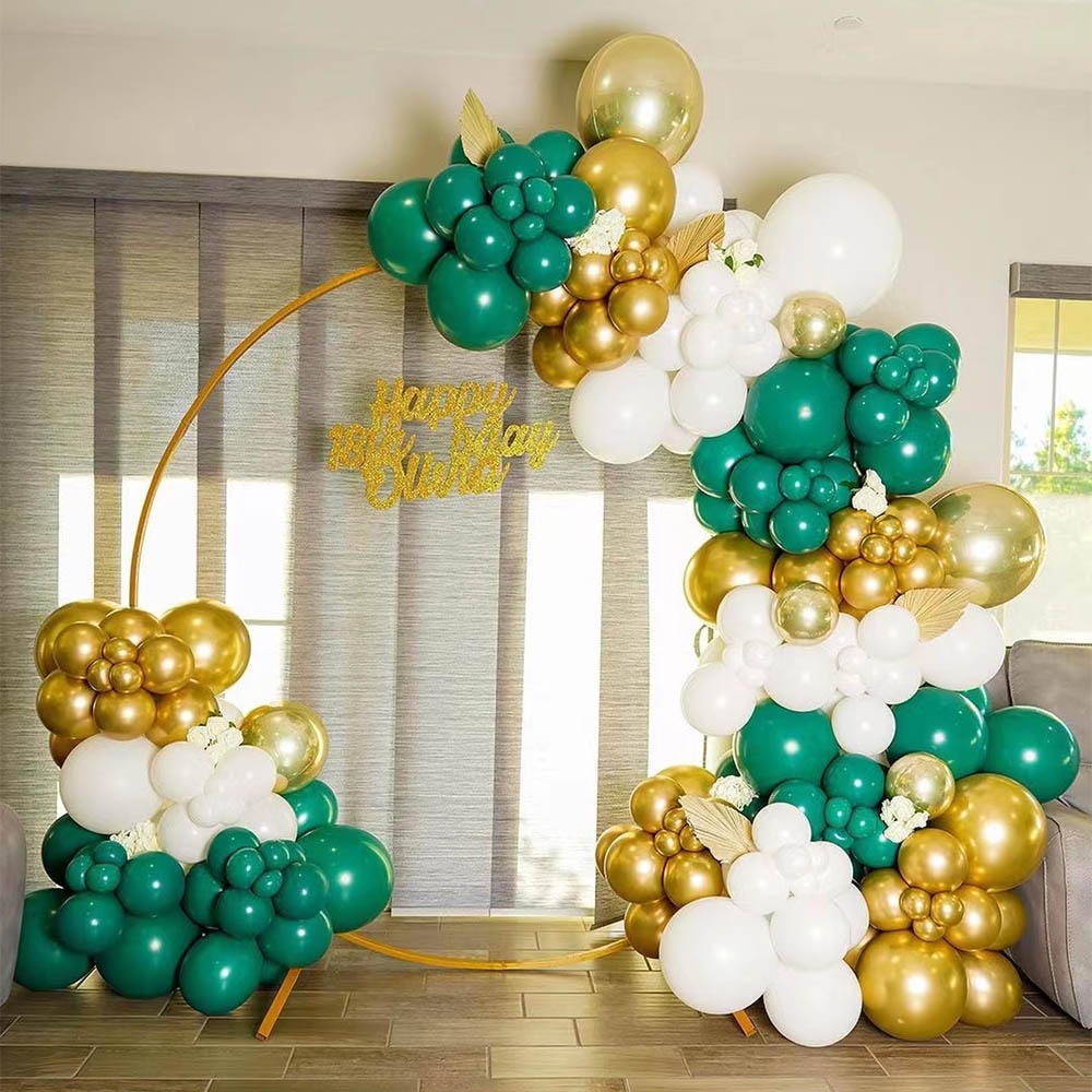 159pcs 4D Round Ball Retro Dark Green Metal Gold Latex Balloons Garland ...