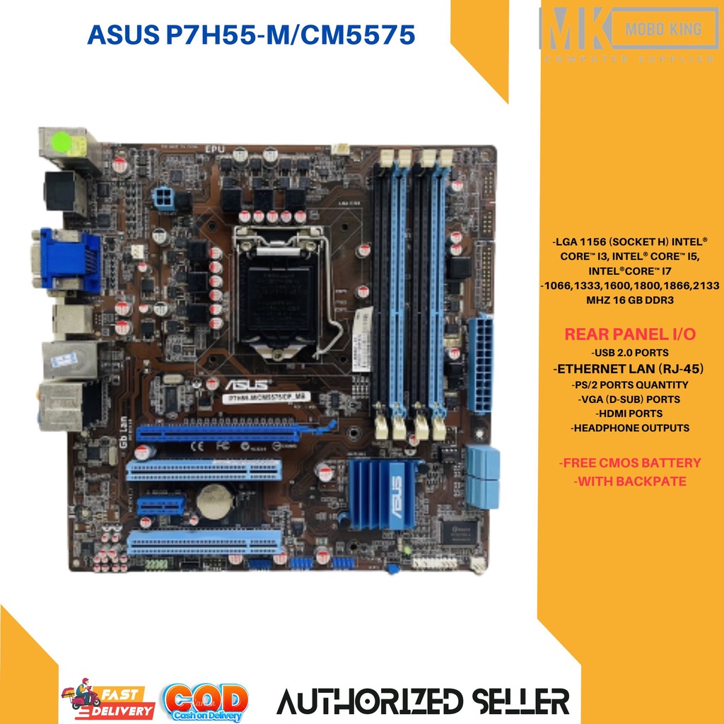 ASUS P7H55-M/CM5575 1ST GEN Motherboard H55 Socket LGA 1156 i3 i5 i7 ...