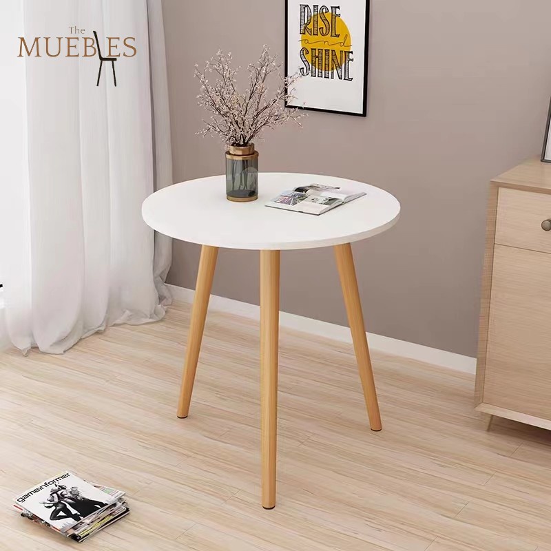 Nordic Small Round Table Wooden Solid Sofa Table Simple Coffee Bedside ...