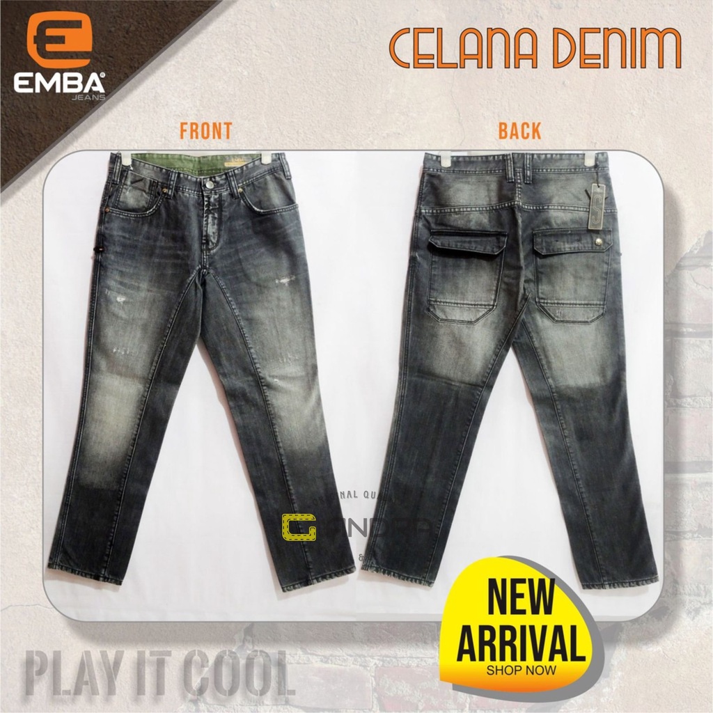 Emba JEANS DENIM Pants ORIGINAL RIPPED Black/JEANS Trousers | Shopee ...