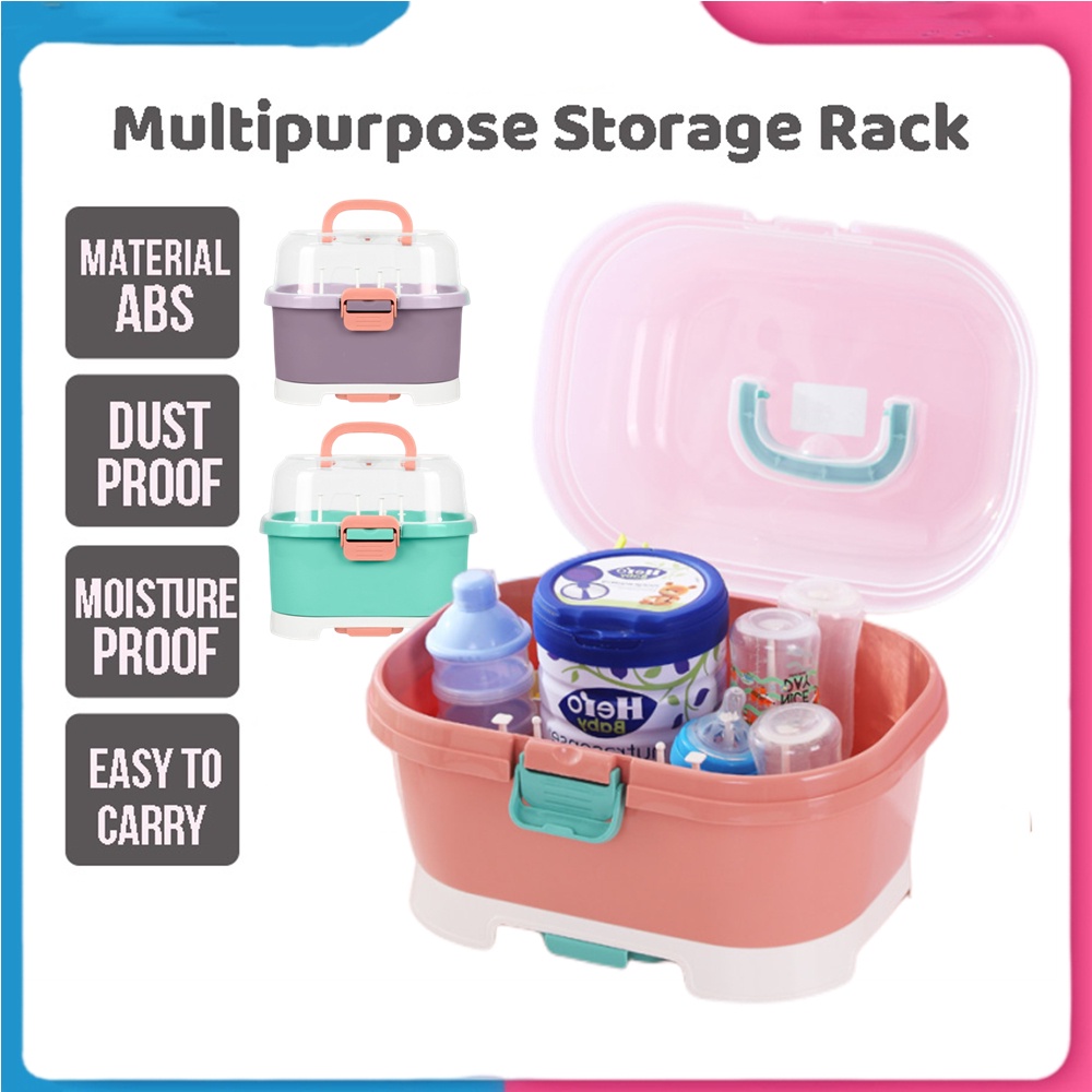 Baby Bottle Storage Box with Cover Nursing Bottle Drying Rack Baby ...