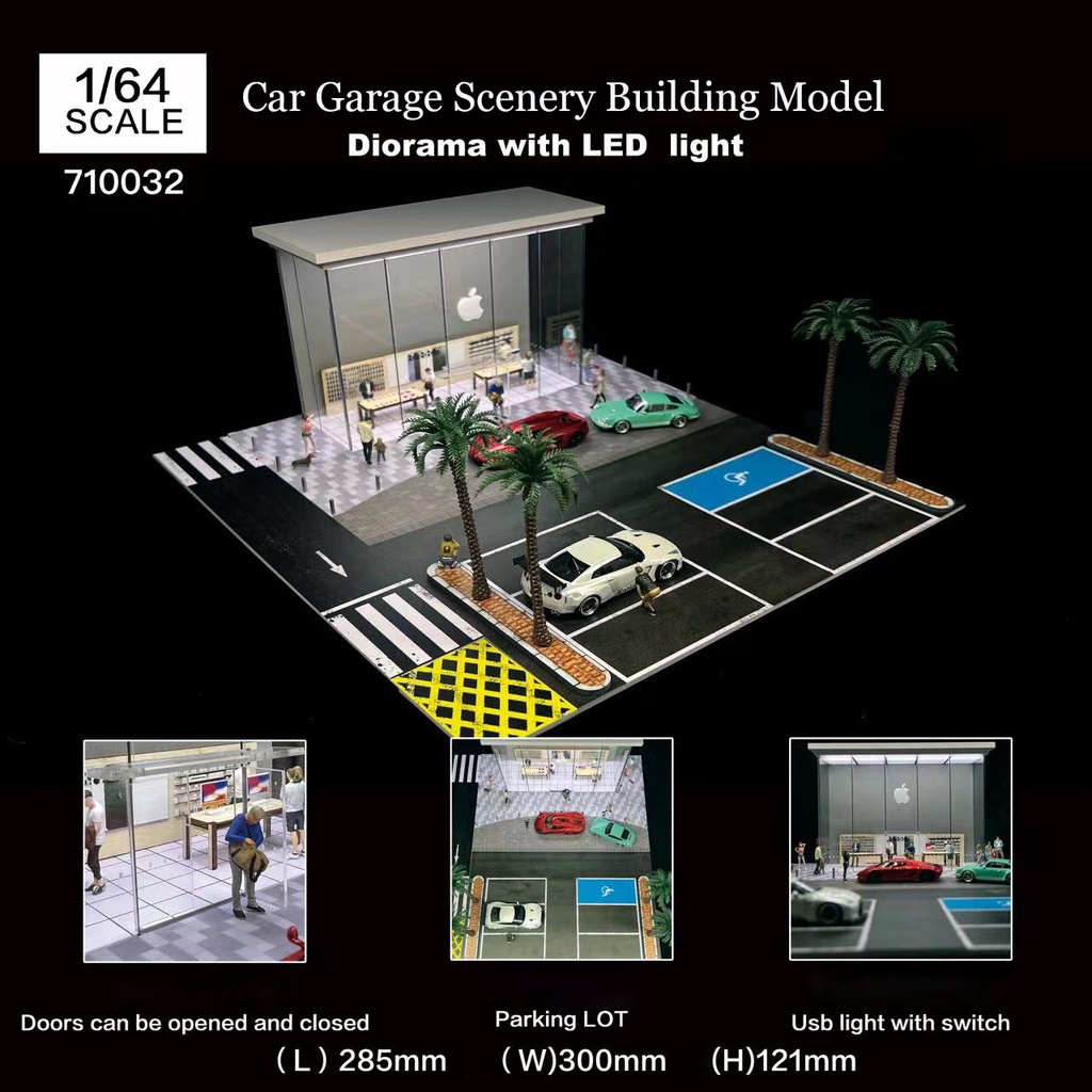 G-FANS 1 /64 Diorama Car Garage Model Car Parking Lot Backdrop Display ...