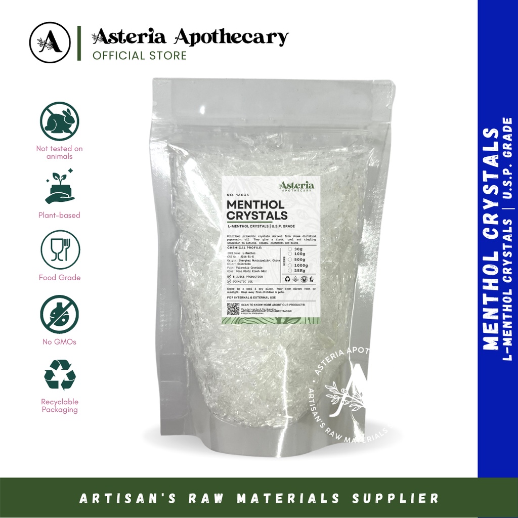 Menthol Crystals | Natural Menthol 30g & 100g - Asteria Apothecary ...