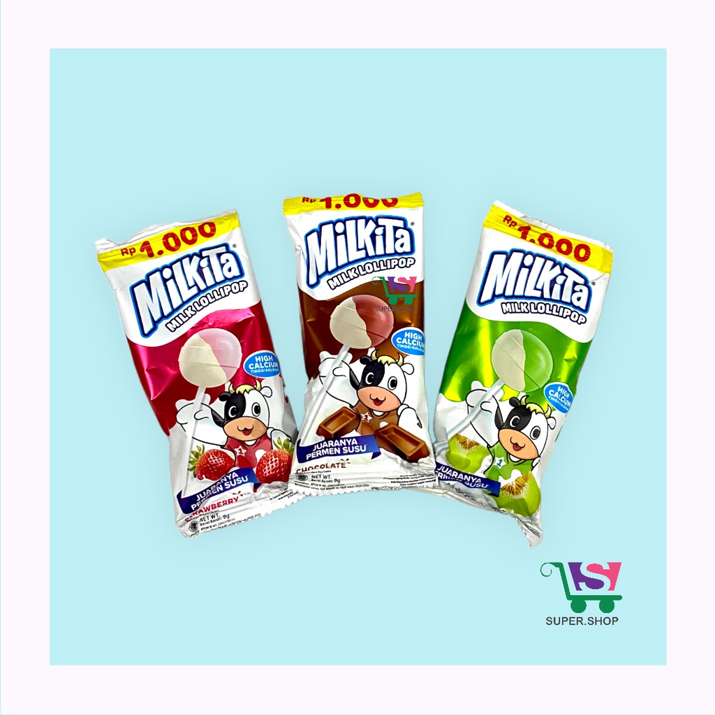 Milkita Lollipop Candy Chocolate/Strawberry/Melon 9gram Unit | Shopee ...