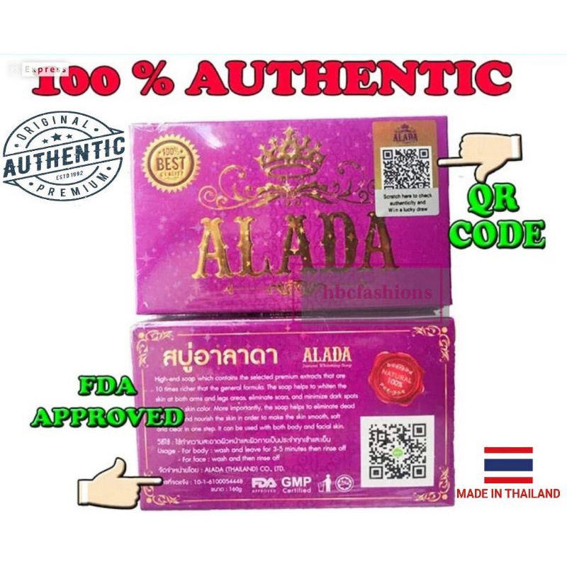 ORIGINAL ALADA SOAP (160g) with QR CODE authentic from Thailand ...