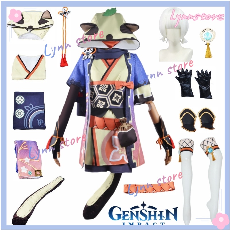 Game Genshin Impact Honey Sayu Cosplay Costume Lovely Dress Hat Tail ...