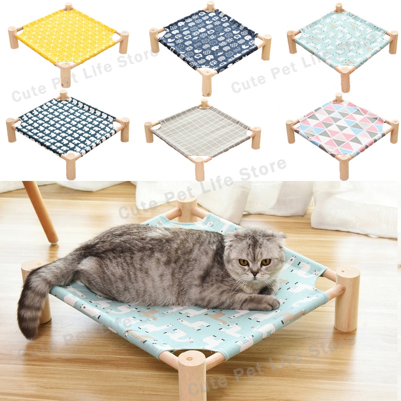 Cat Bed Wood Portable Dog Bed Washable Cat Hammock Detachable Pet ...