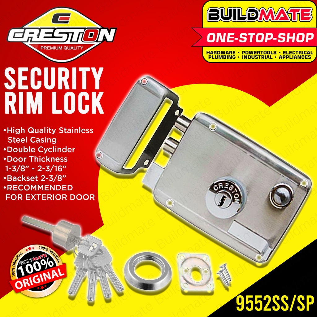 CRESTON Heavy Duty Security Rim Lock 9552 SS/SP | Shopee Philippines
