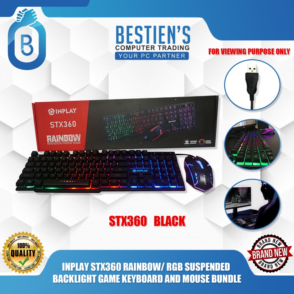 INPLAY STX360 RAINBOW/ RGB SUSPENDED BACKLIGHT GAME KEYBOARD AND MOUSE ...
