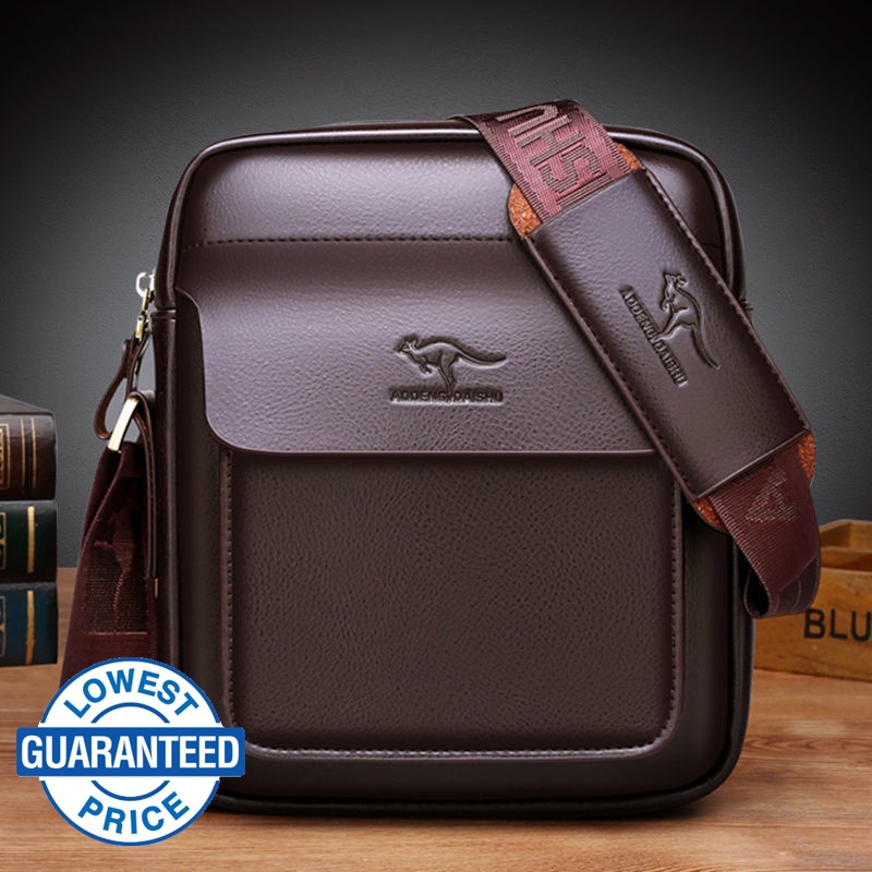 Business vertical one-shoulder men's faux leather messenger bag fashion ...