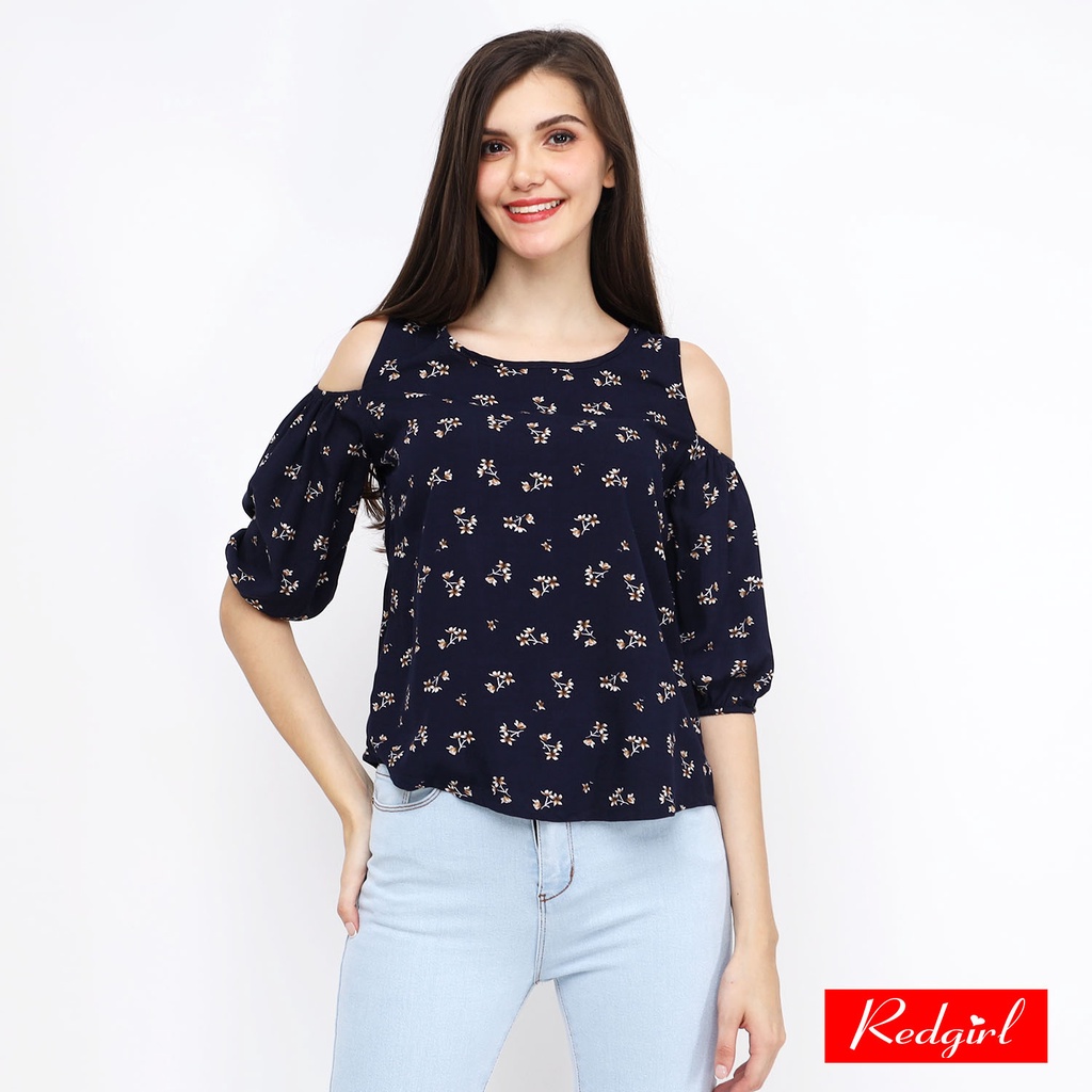 Red Girl Short Sleeves V-neck Blouse RSLT04-0235 | Shopee Philippines