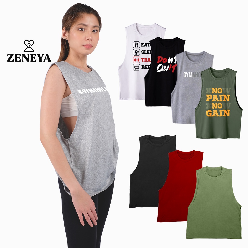 Zeneya Muscle Tee Sando For Women Activewear Set Loose Oversized Tees ...