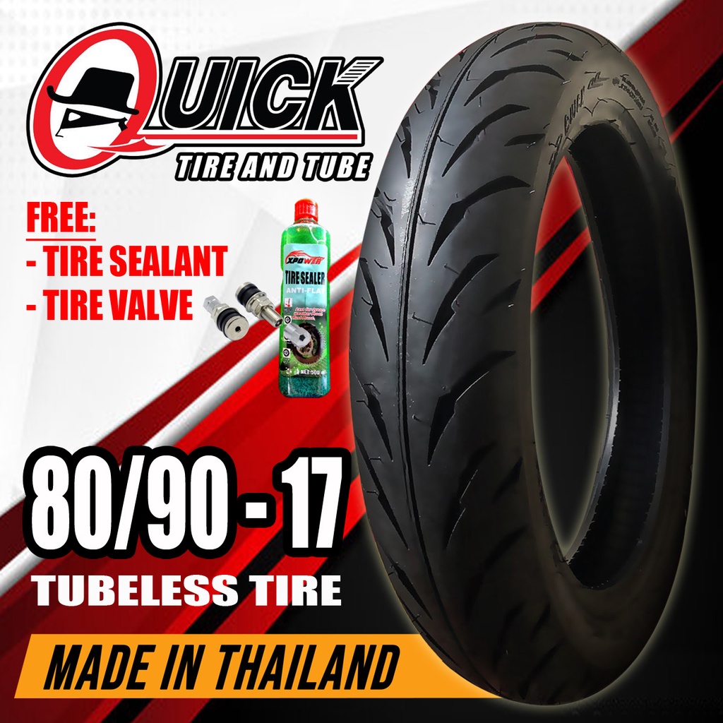 QUICK GR390 PHOENIX 80/90-17 TUBELESS MOTORCYCLE TIRE W/FREE TIRE ...