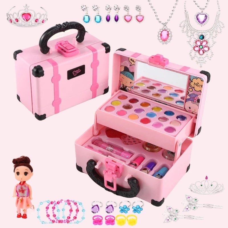 32PCS Kids Makeup Toys Girls Real Makeup Kit Washable Non-toxic Makeup ...
