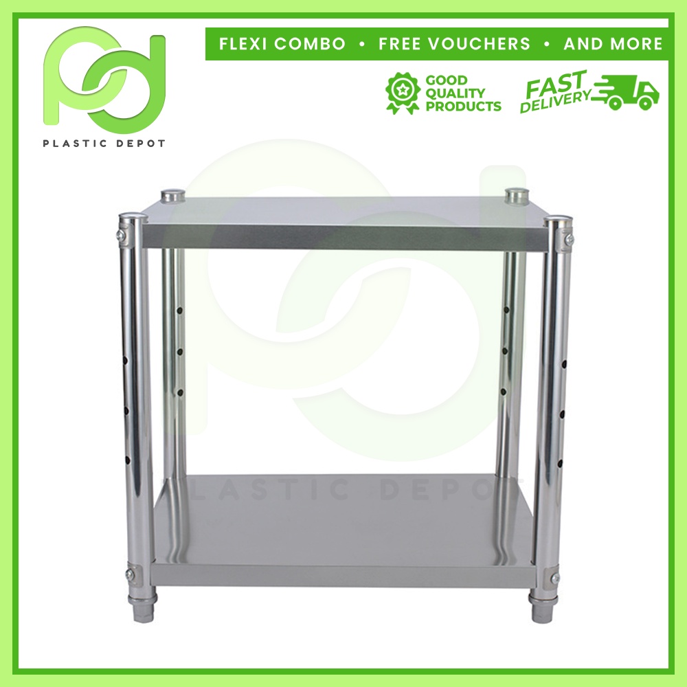 Stainless Steel 2-Layers Kitchen Shelf Floor Rack Shelve Storage ...