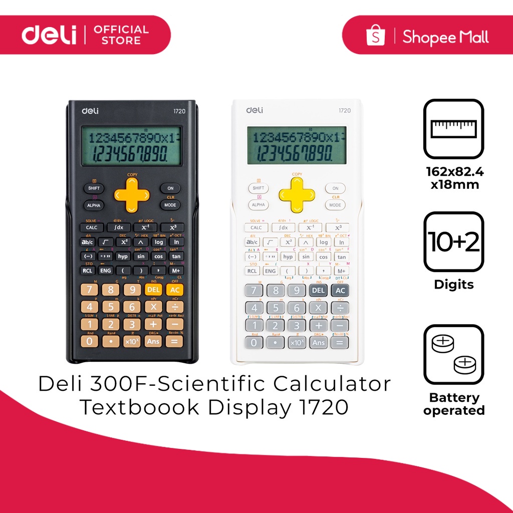 Deli 1720 300F-Scientific Calculator Textbook Display [791720] | Shopee ...