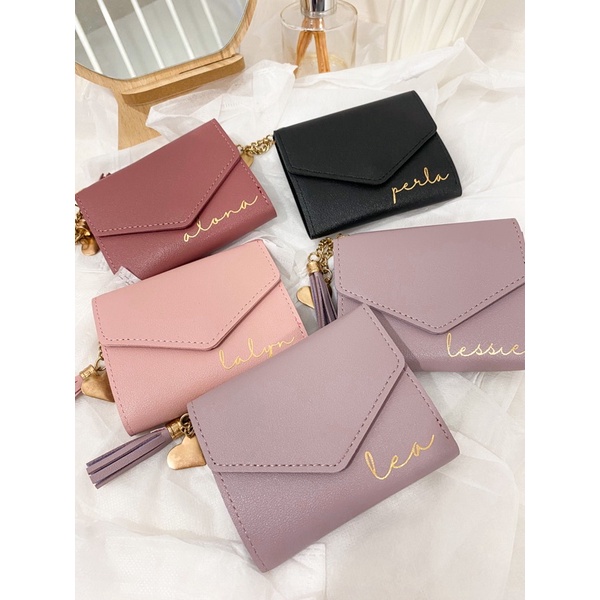 Personalized Soft Leather wallet with PERMANENT NAMES | Shopee Philippines