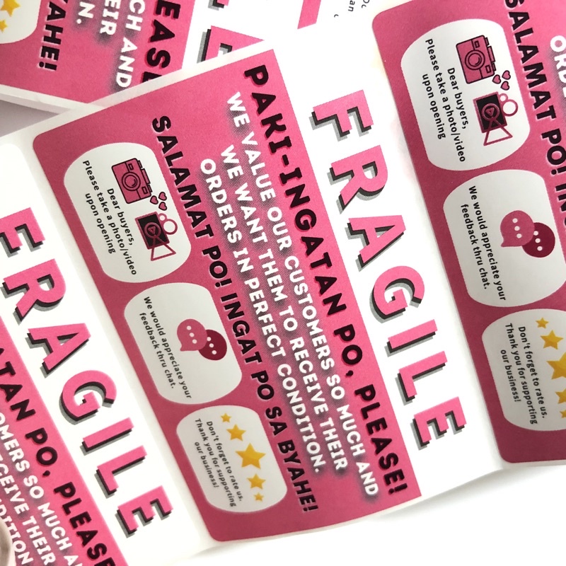 (50pcs)Tagalog Pink Fragile Sticker / Handle with care sticker | Shopee ...