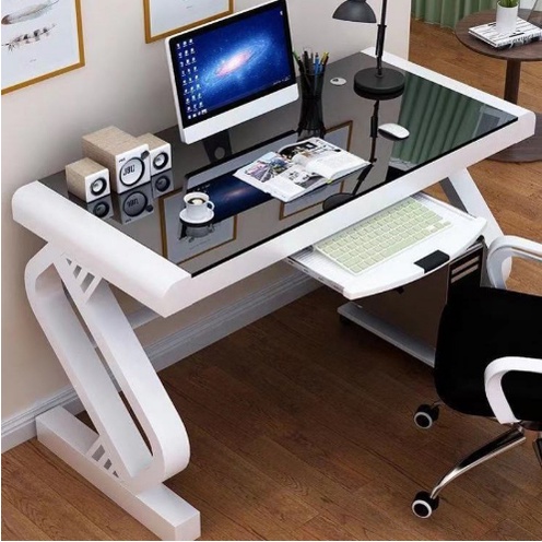 Simple desk Simple computer desk desktop home toughened glass office ...
