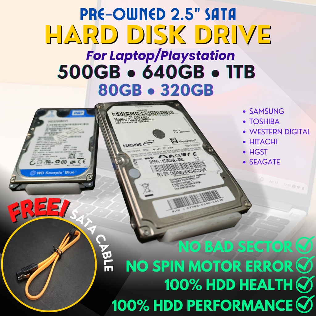 Sata HARD Disk for LAPTOP | Capacity 80GB, 320GB, 500GB, 640GB, 1TB ...