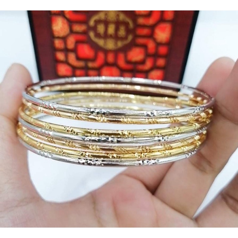 18K Bangkok Goldmix Ladies 7Days Bangle set | Shopee Philippines