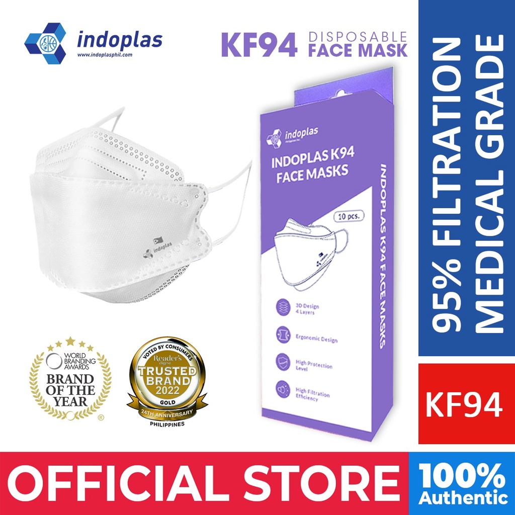 Indoplas KF94 Disposable Face Mask FDA Registered - 1 Box (10 pcs) | Shopee Philippines