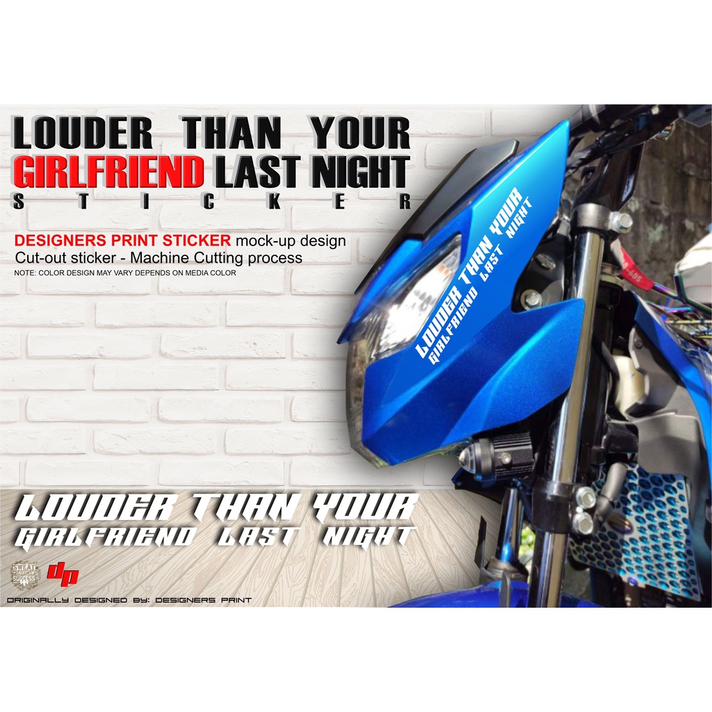 Louder than your Girlfriend last night sticker - Waterproof, Cut out ...