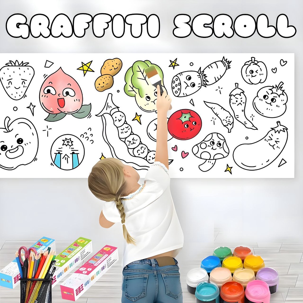 Graffiti Scroll Wall Sticker Coloring Paper Roll 3 Meters 10 Meters ...