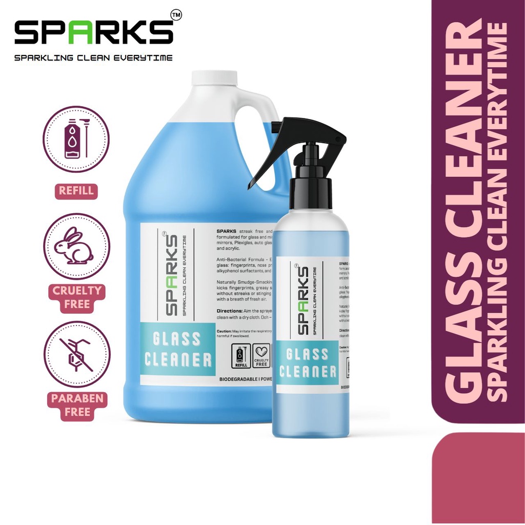 SPARKS Glass Cleaner Antibacterial Gallon for Windows Car Does Not ...