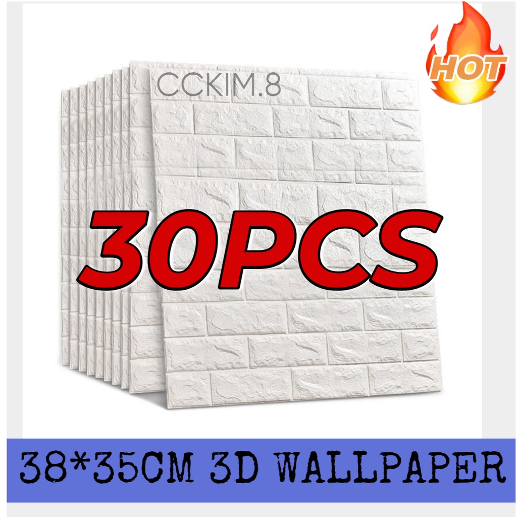 BIG SALE 30Pcs 38x35cm 3D Wallpaper Brick 3D Wall Sticker Foam Self Adhesive Wall panel For Wall ...
